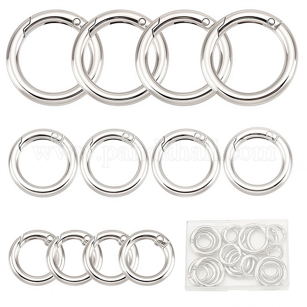 Wholesale 24Pcs 3 Styles Zinc Alloy Spring Gate Rings - Pandahall.com