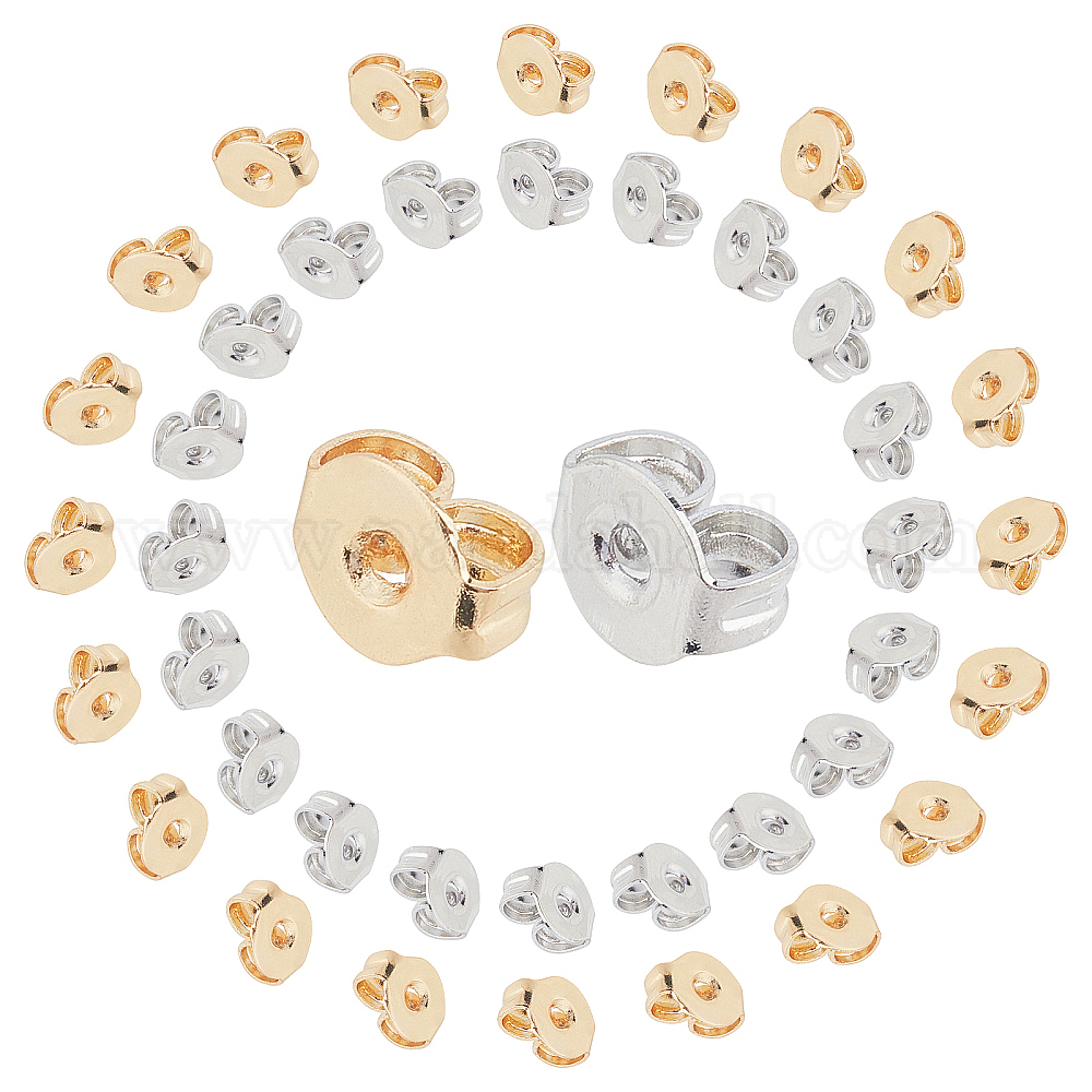 Wholesale 40 Pairs 2 Colors Brass Ear Nuts - Pandahall.com