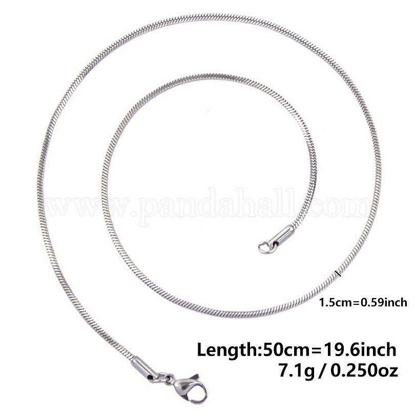 Wholesale Non-Tarnish 1.5mm Unisex 304 Stainless Steel Snake Chains ...