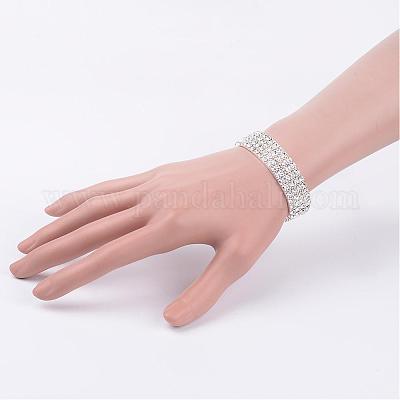 Wholesale 4 Row stretch Rhinestone Bracelet - Pandahall.com