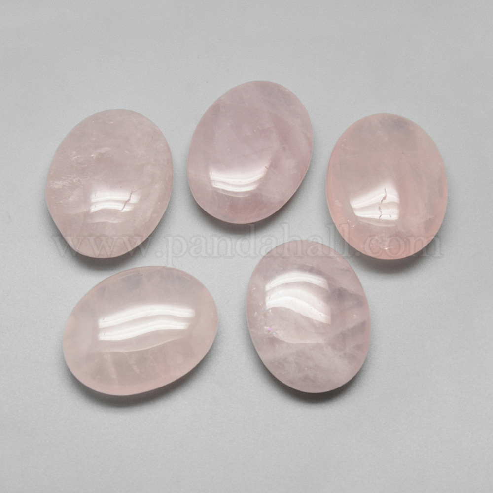 Wholesale Natural Rose Quartz Oval Palm Stone - Pandahall.com