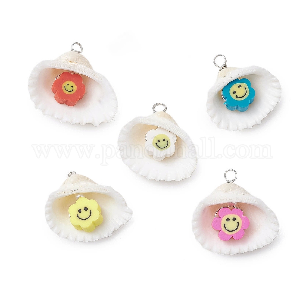 Wholesale Natural Clam Shell & Smiling Face Handmade Polymer Clay ...
