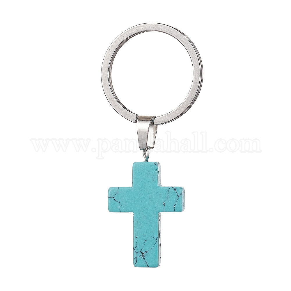 Wholesale Dyed Synthetic Turquoise Keychains - Pandahall.com