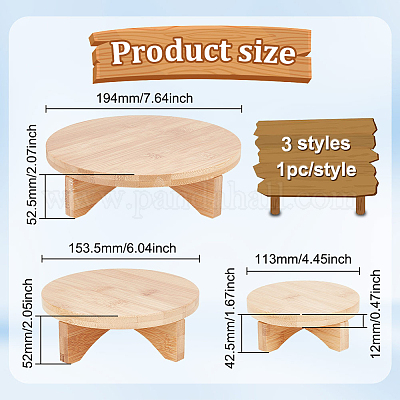 FINGERINSPIRE 3 Sets Mini Wooden Stool Display Stand 4.5 6 7.6 Inch 3 Style Wood Round Plant Stand Table Wood Flower Pot Supports Wood Stool Plant