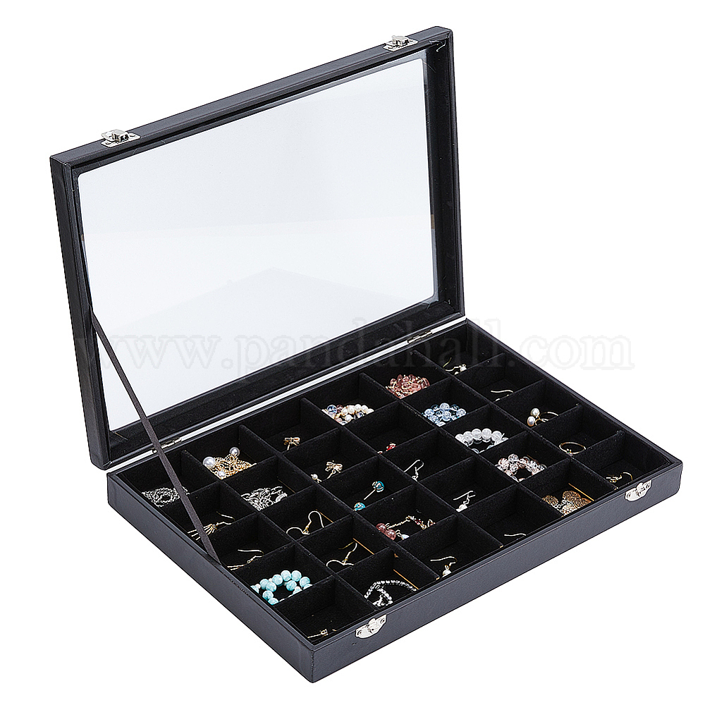 Wholesale 30-Slot Rectangle PU Leather Jewelry Presentation Boxes ...