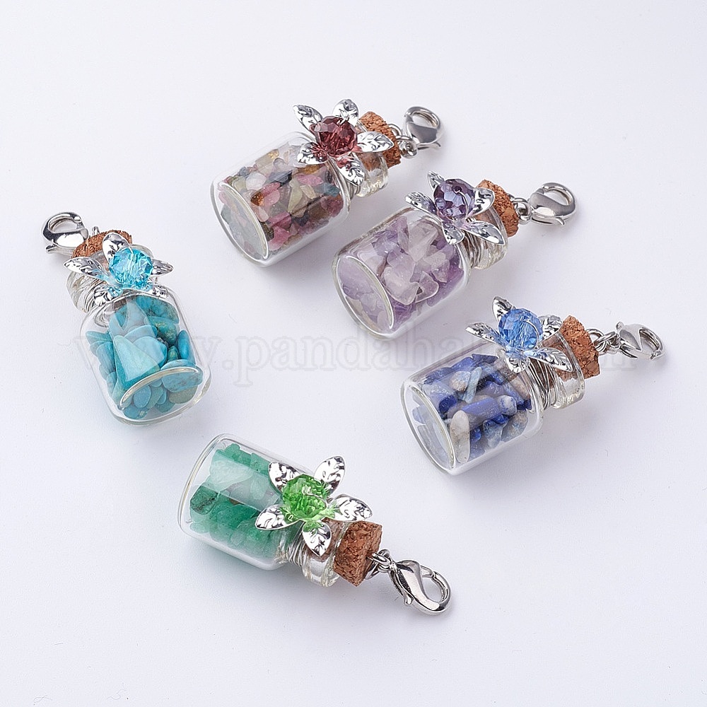 Wholesale Clear Glass Bottle Gemstone Pendants Decorations - Pandahall.com