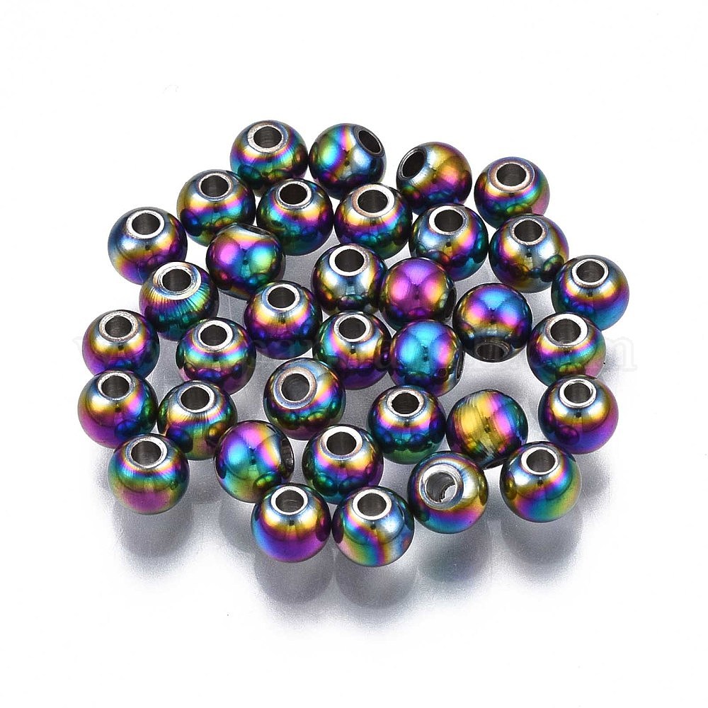 Wholesale Rack Plating Rainbow Color 304 Stainless Steel Beads ...