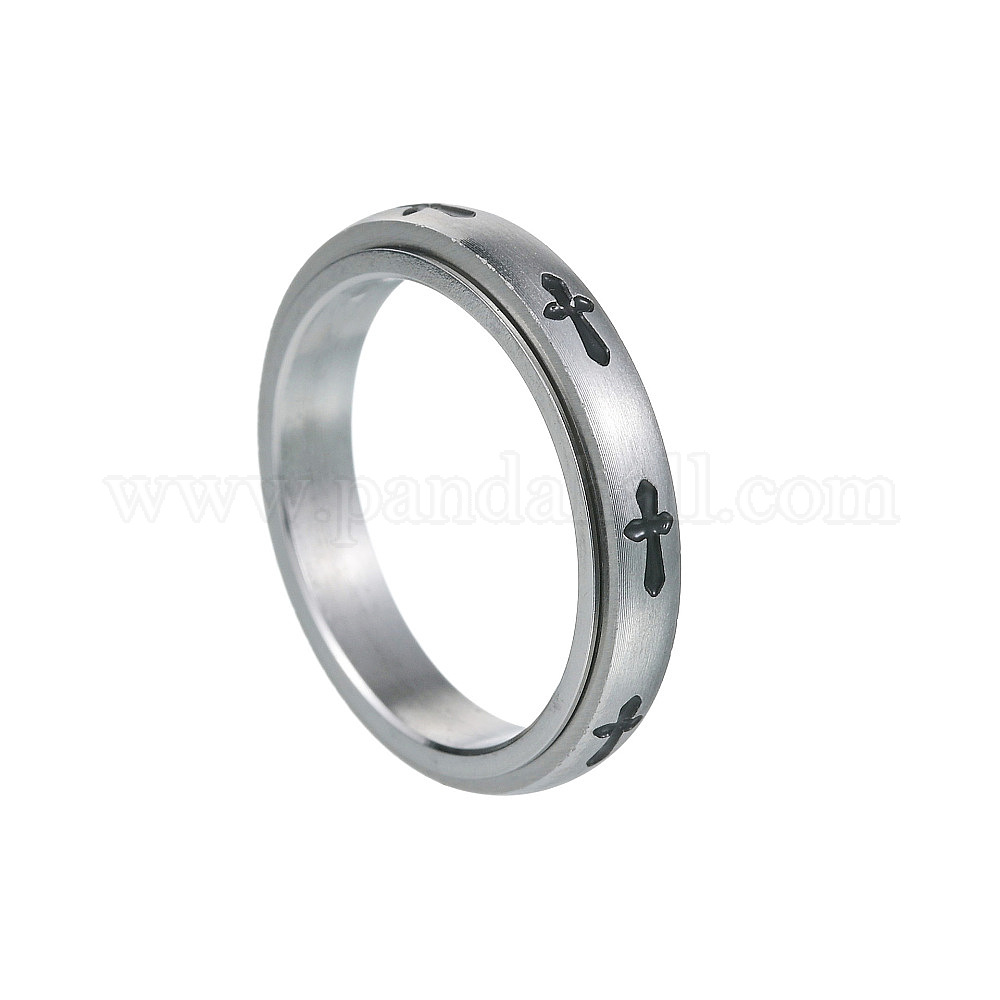 Wholesale Cross 304 Stainless Steel Rotating Finger Ring - Pandahall.com