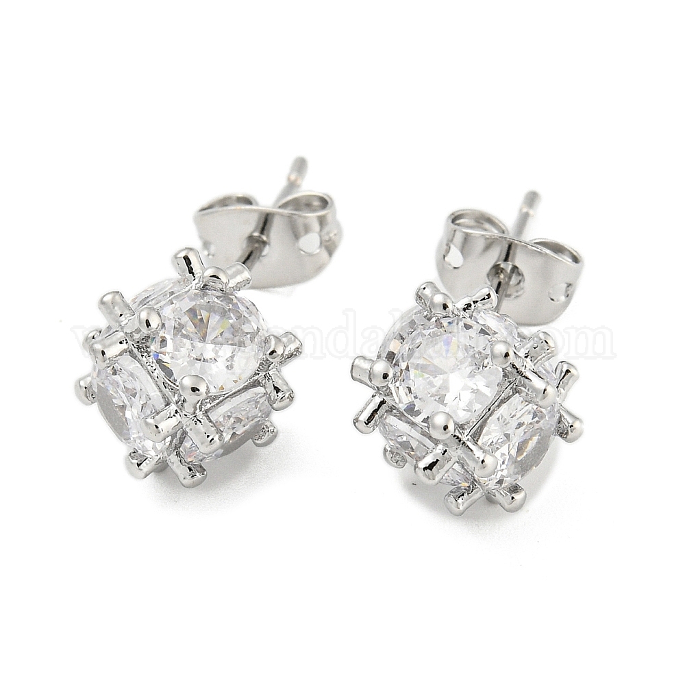 Wholesale Brass Micro Pave Cubic Zirconia Ear Studs - Pandahall.com