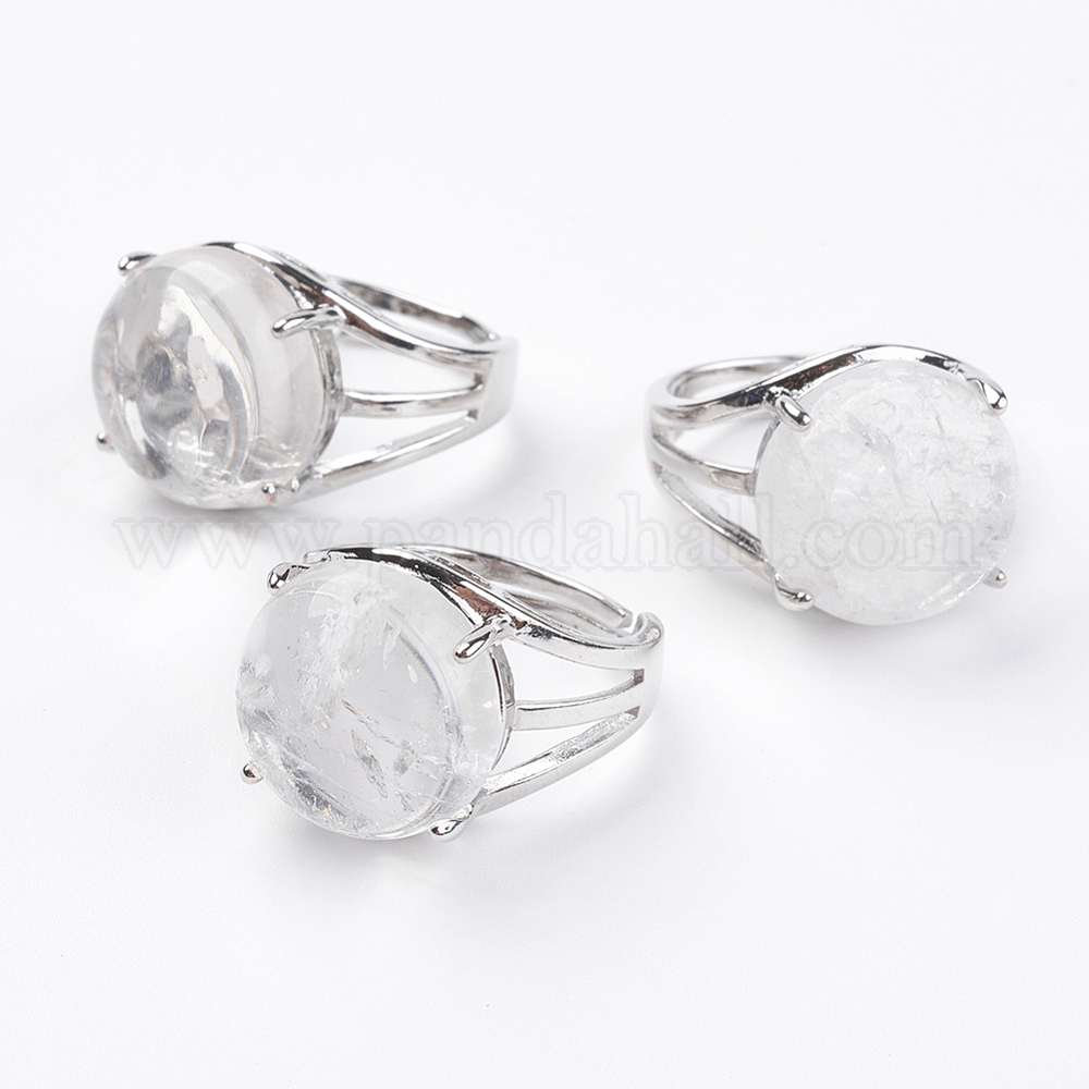 Wholesale Adjustable Natural Quartz Crystal Finger Rings - Pandahall.com