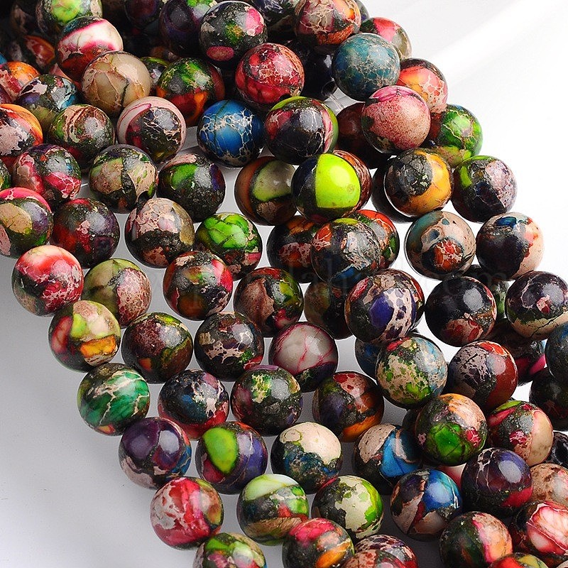 Wholesale Dyed Natural Imperial Jasper Round Bead Strands - Pandahall.com